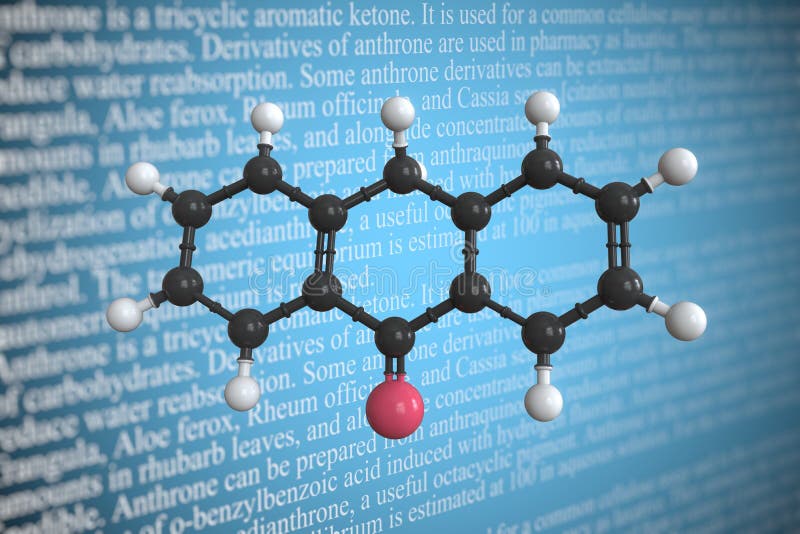 Molecular Model of Anthrone, 3D Rendering Stock Illustration ...