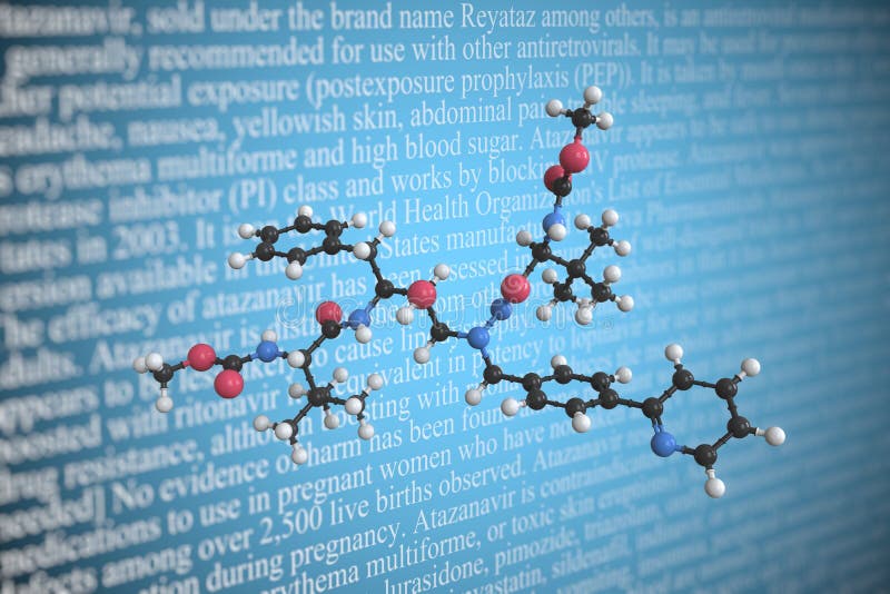 Atazanavir Molecule, Molecular Structure, Reyataz, Ball and Stick 3d ...