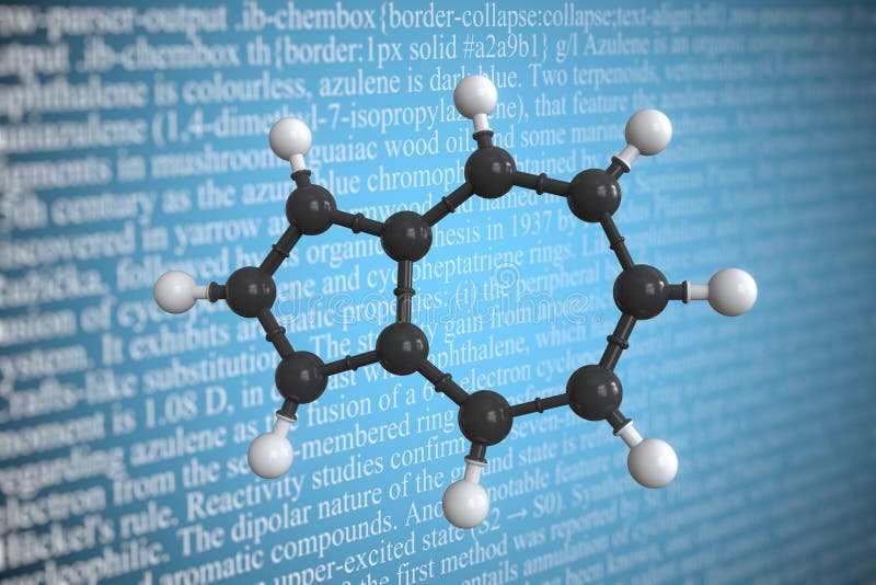 Molecular Model of Azulene, 3D Rendering Stock Illustration ...