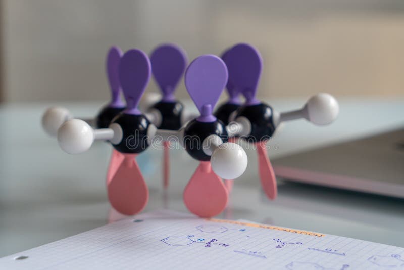 Molecular Model of Benzene on Chemical Notes Stock Image - Image of ...