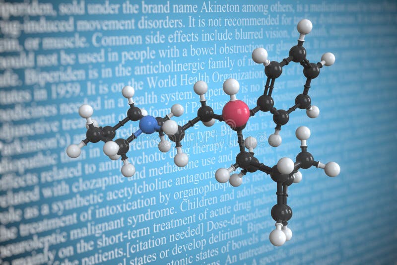 Molecular Model of Biperiden, 3D Rendering Stock Illustration ...