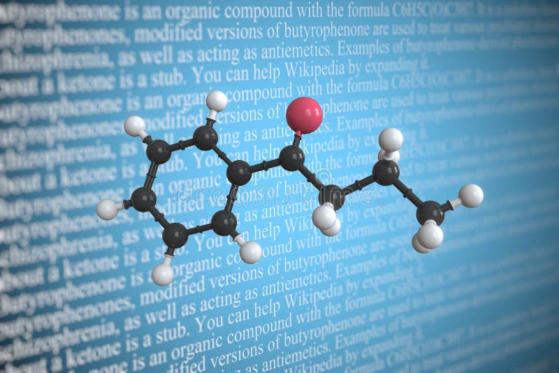 Molecular Model of Butyrophenone, 3D Rendering Stock Illustration ...