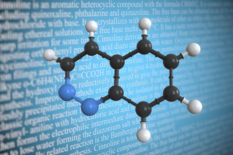 Molecular Model of Cinnoline, 3D Rendering Stock Illustration ...