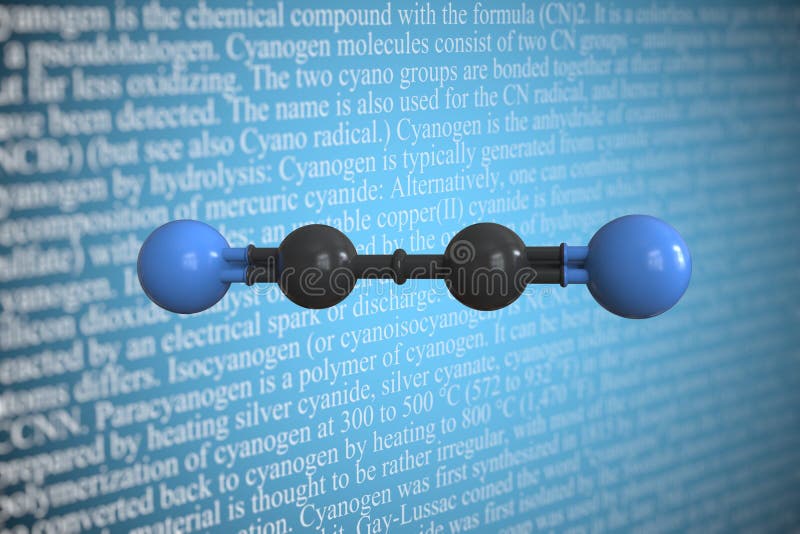 Molecular Model of Cyanogen, 3D Rendering Stock Illustration ...