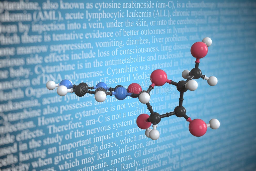 Molecular Model of Cytarabine, 3D Rendering Stock Illustration ...