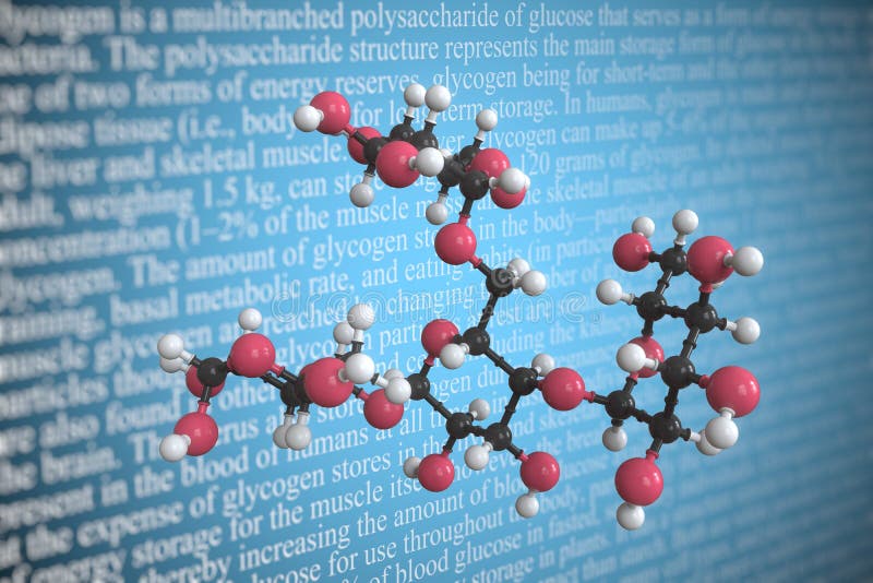 Molecular Model of Glycogen, 3D Rendering Stock Illustration ...
