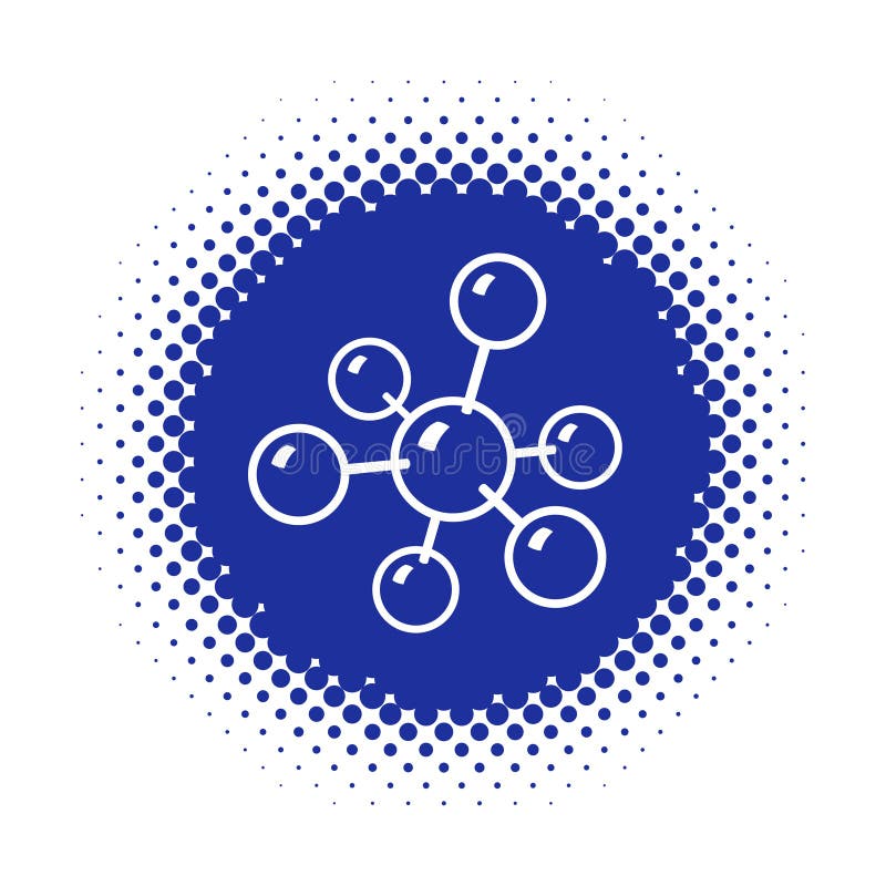 Molecular Model Icon on Halftone Round Shape Stock Vector ...