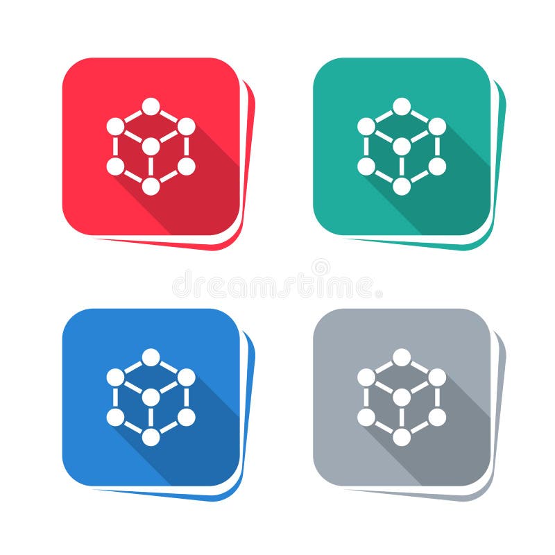 Molecular Model Icon on Square Button Stock Vector - Illustration of ...