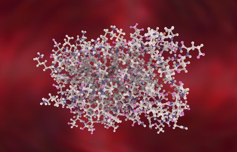 Interferon Alpha 2a (IFNA2) Molecule, 3D Rendering. Pegylated Analogs ...