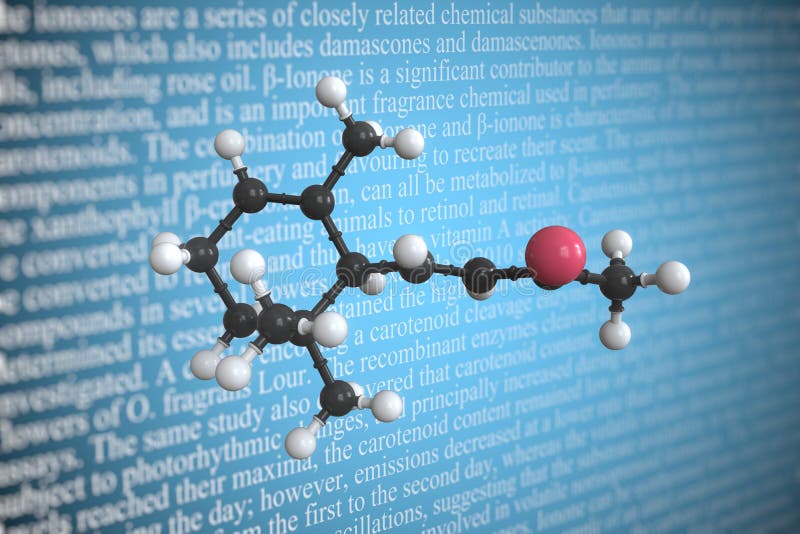 Molecular Model of Ionone, 3D Rendering Stock Illustration ...