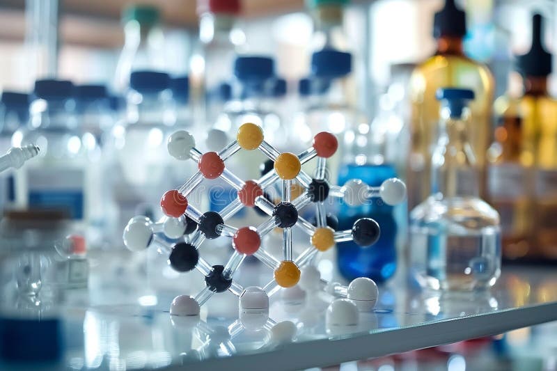 Molecular Model in a Laboratory Setting Stock Illustration ...