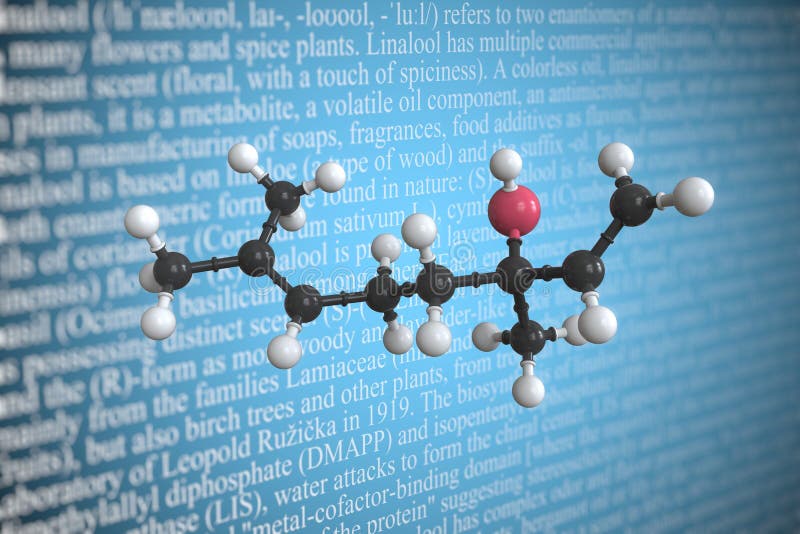 Molecular Model of Linalool, 3D Rendering Stock Illustration ...