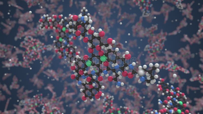 Molecule of Vancomycin. Molecular Model, Looping Seamless 3d Animation ...