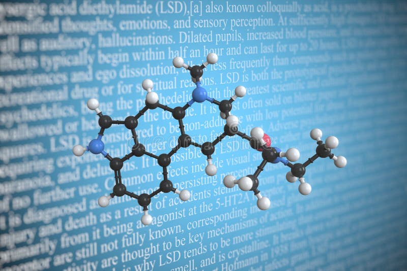 Molecular Model of Lsd, 3D Rendering Stock Illustration - Illustration ...