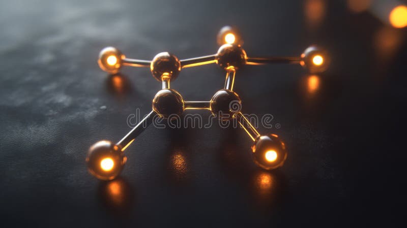 Molecular Model with Luminous Spheres and Metallic Rods on Dark ...