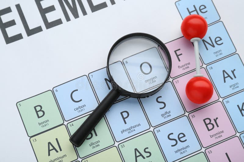 Molecular Model and Test Tubes on Periodic Table Stock Photo - Image of ...