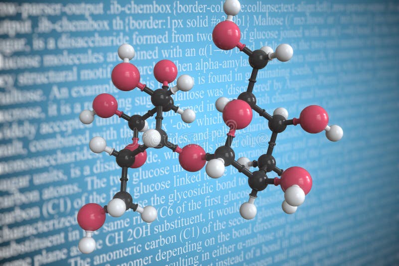 Molecular Model of Maltose, 3D Rendering Stock Illustration ...