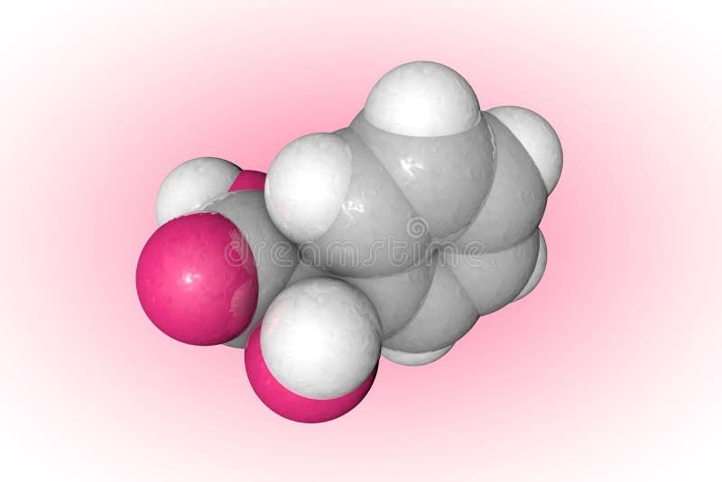 Molecular Model of Mandelic Acid. Atoms are Represented As Spheres with ...