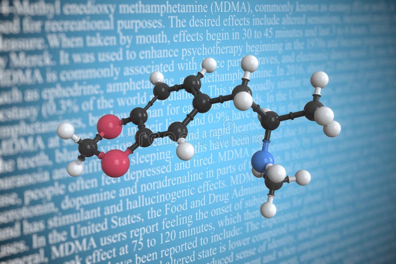 Molecular Model of Mdma, 3D Rendering Stock Illustration - Illustration ...