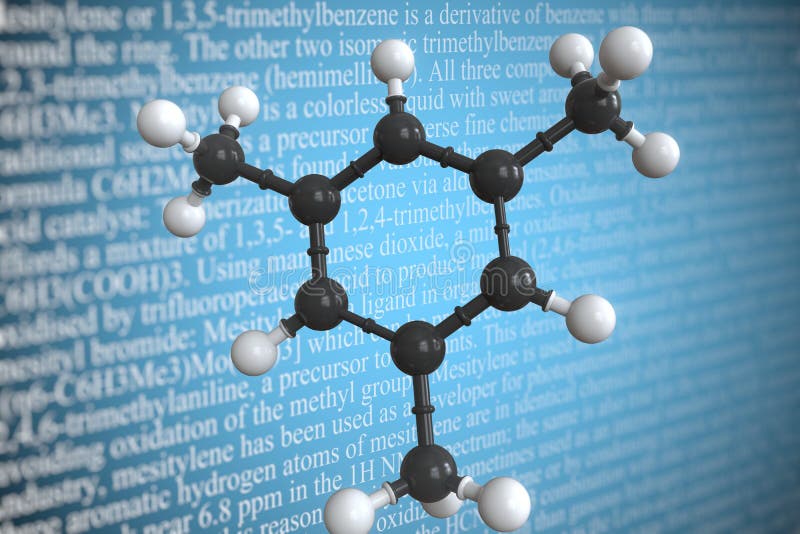 Molecular Model of Mesitylene, 3D Rendering Stock Illustration ...