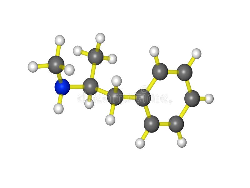Methamphetamine Crystal Meth, C10H15N Molecule, Is A Potent Ce Stock ...
