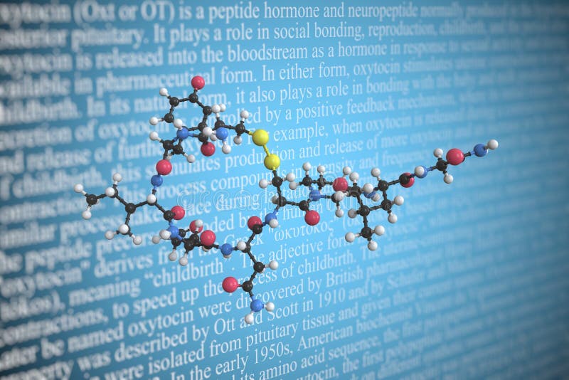 Molecular Model of Oxytocin, 3D Rendering Stock Illustration ...