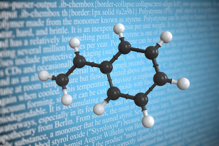 Molecular Model of Polystyrene, 3D Rendering Stock Illustration ...