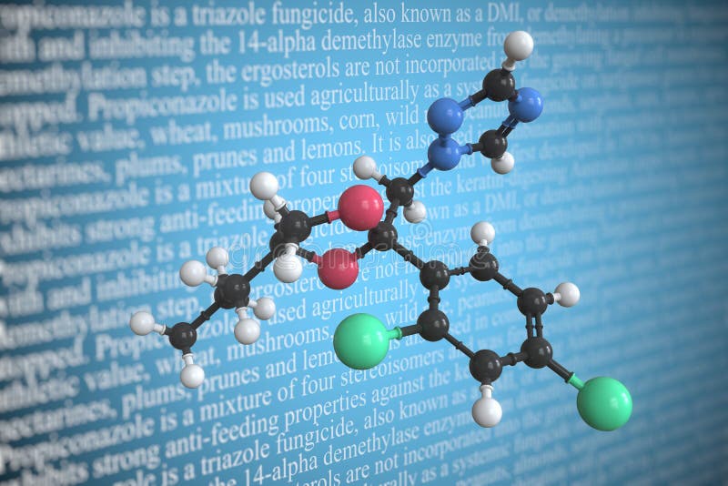 Molecular Model of Propiconazole, 3D Rendering Stock Illustration ...