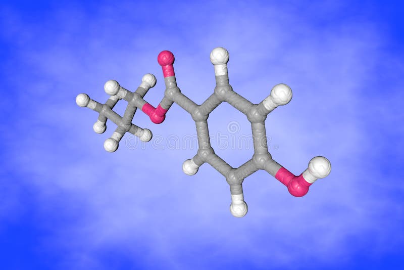 Molecular Model of Propylparaben. Atoms are Shown As Spheres with ...