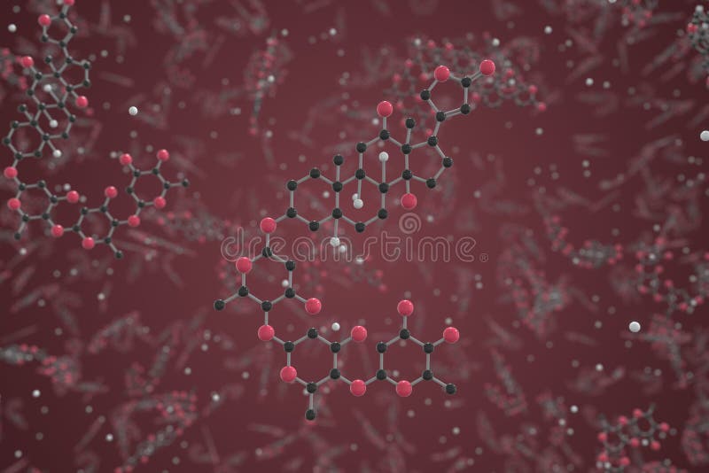 Digoxin Molecule. Ball-and-stick Molecular Model. Chemistry Related 3d ...