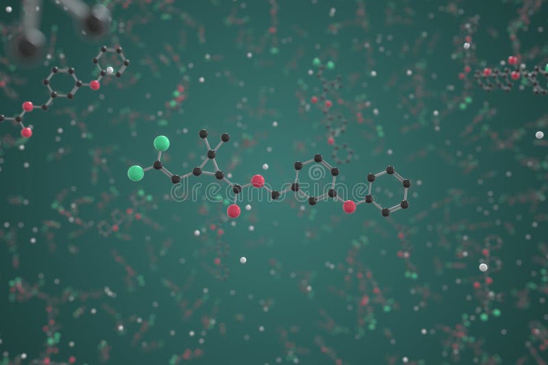 Generic Permethrin Molecule. Ball-and-stick Molecular Model. Chemistry ...