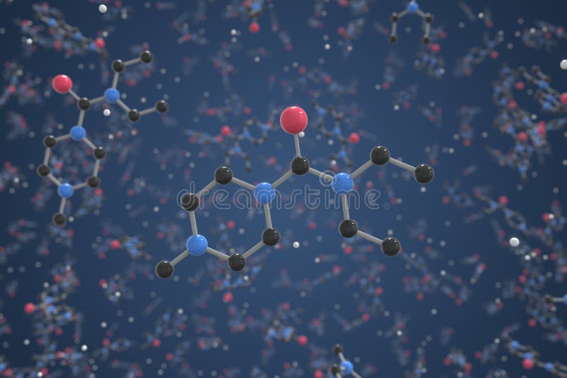 Molecule of Diethylcarbamazine. Molecular Model, Science Related 3d ...