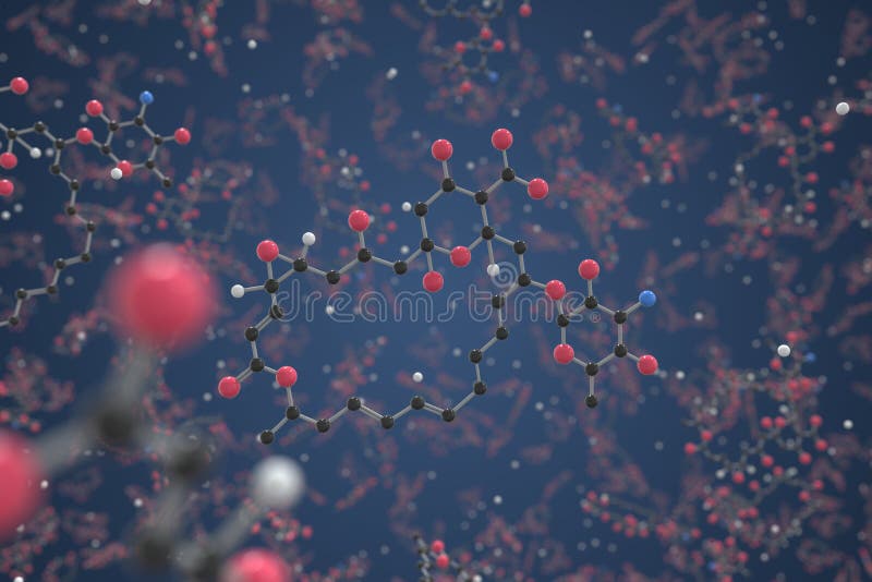 Molecule of Natamycin. Molecular Model, Science Related 3d Rendering ...