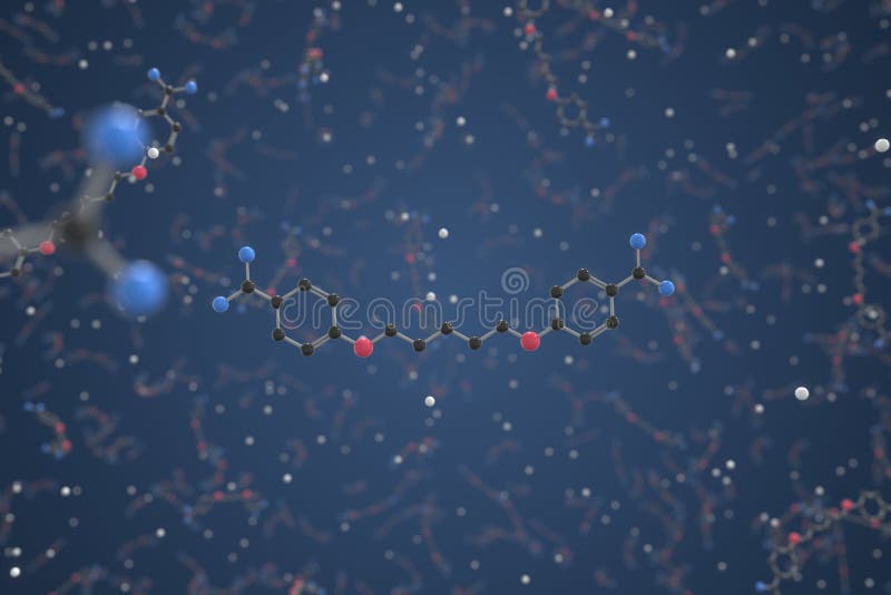 Molecule of Pentamidine. Molecular Model, Science Related 3d Rendering ...