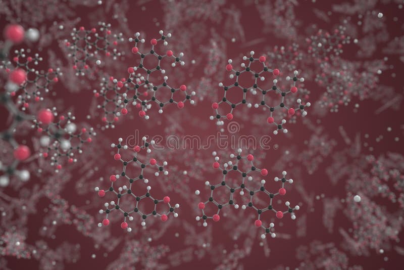 Podophyllum Resin Molecule. Ball-and-stick Molecular Model. Chemistry ...