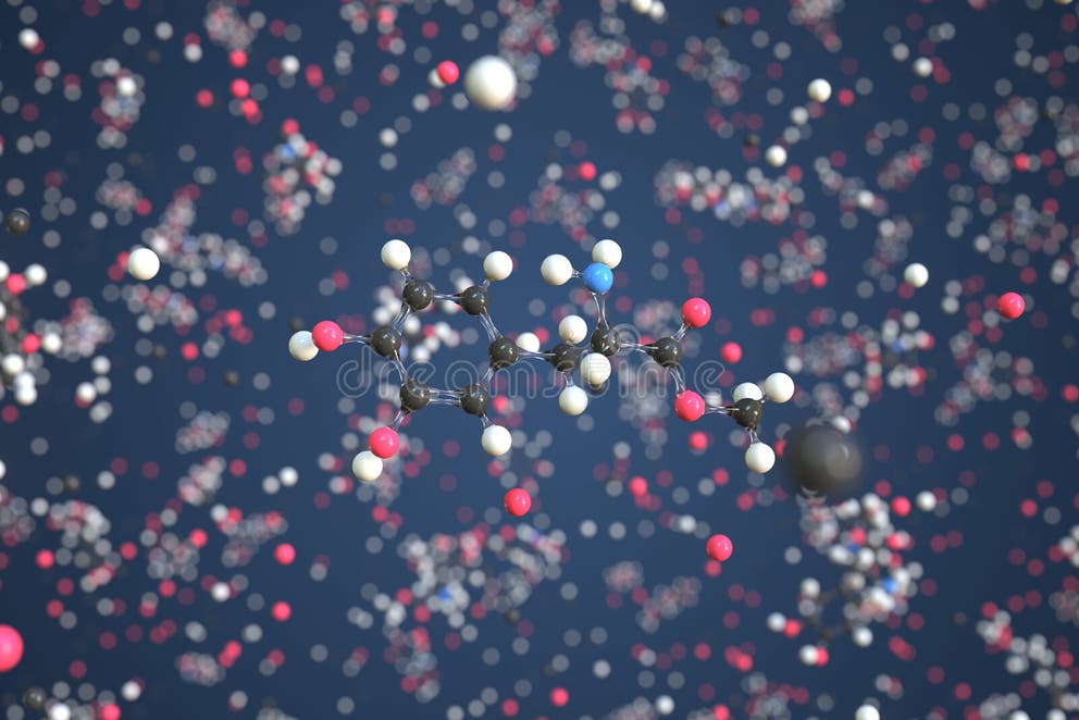 Molecule of Methyldopa. Molecular Model, Conceptual 3d Rendering Stock ...