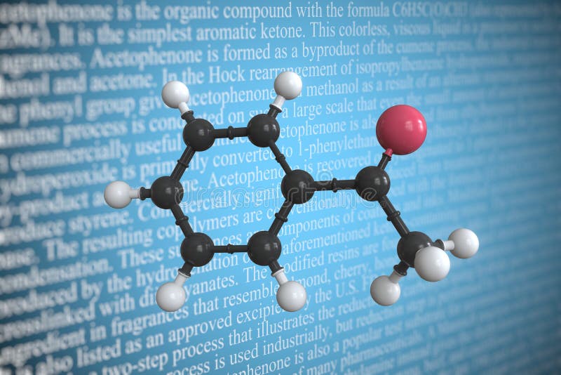 Acetophenone Scientific Molecular Model, 3D Rendering Stock ...