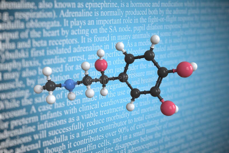 Adrenaline Scientific Molecular Model, 3D Rendering Stock Illustration ...