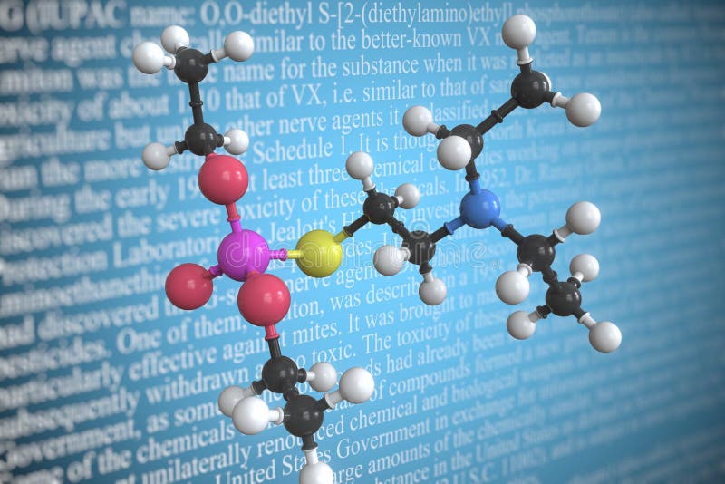 Amiton Scientific Molecular Model, 3D Rendering Stock Illustration ...