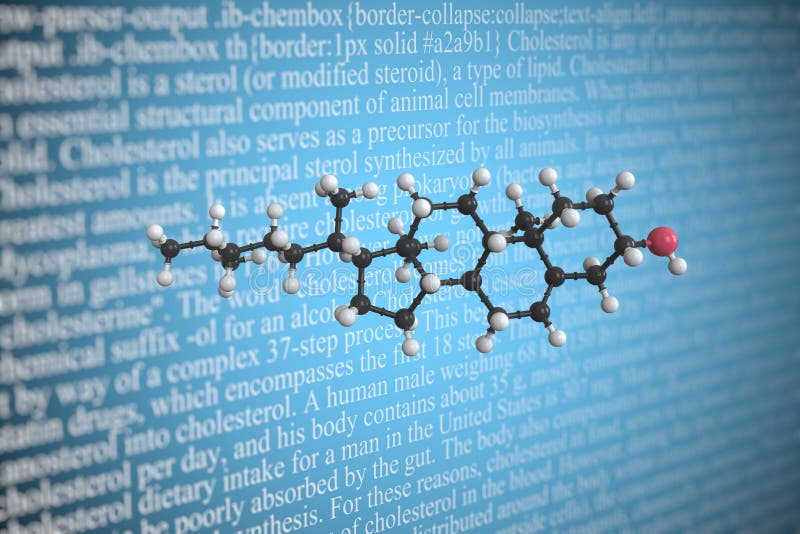 Cholesterol Scientific Molecular Model, 3D Rendering Stock Illustration ...