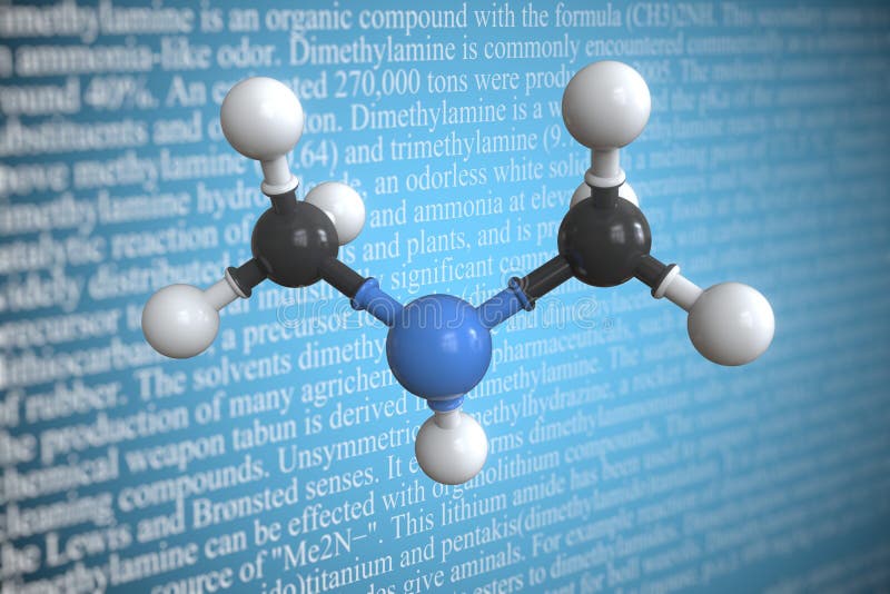 Molecular Model of Dimethylamine, 3D Rendering Stock Illustration ...