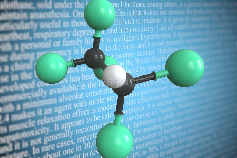 Halothane Scientific Molecular Model, 3D Rendering Stock Illustration ...