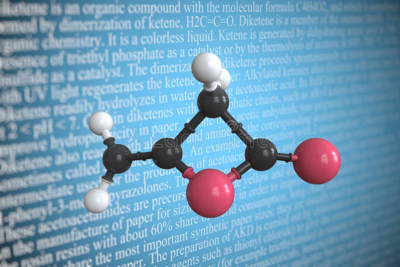 Molecule of Diketene, Isolated Molecular Model. 3D Rendering Stock ...