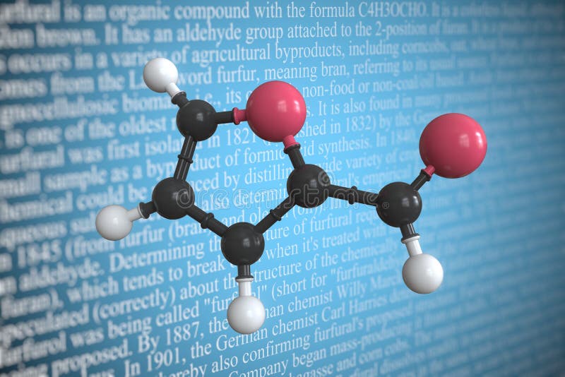Molecular Model of Furfural, 3D Rendering Stock Illustration ...