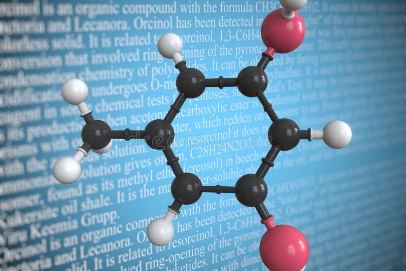 Molecular Model of Orcin, 3D Rendering Stock Illustration ...