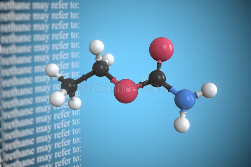 Molecular Model of Urethane, 3D Rendering Stock Illustration ...