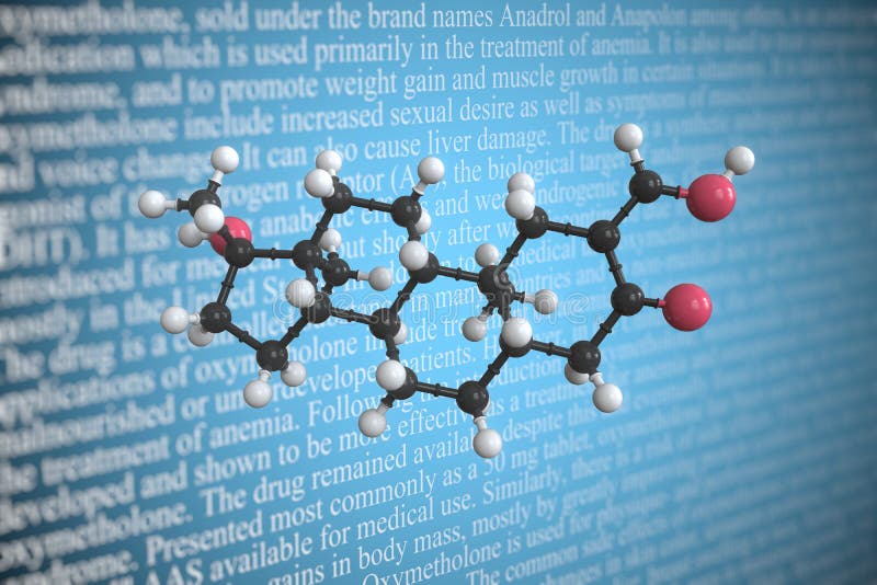 Molecular Model of Oxymetholone, 3D Rendering Stock Illustration ...