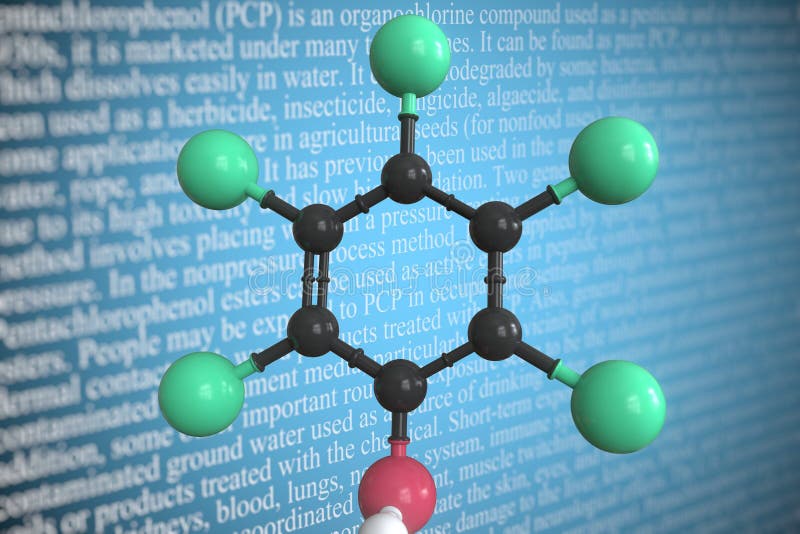 Pentachlorophenol Molecular Structure Isolated on White Stock ...