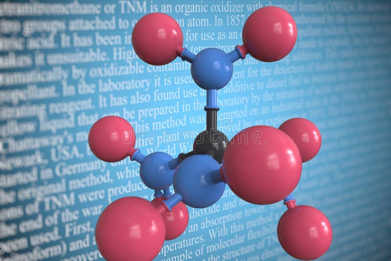 Tetranitromethane Scientific Molecular Model, 3D Rendering Stock ...