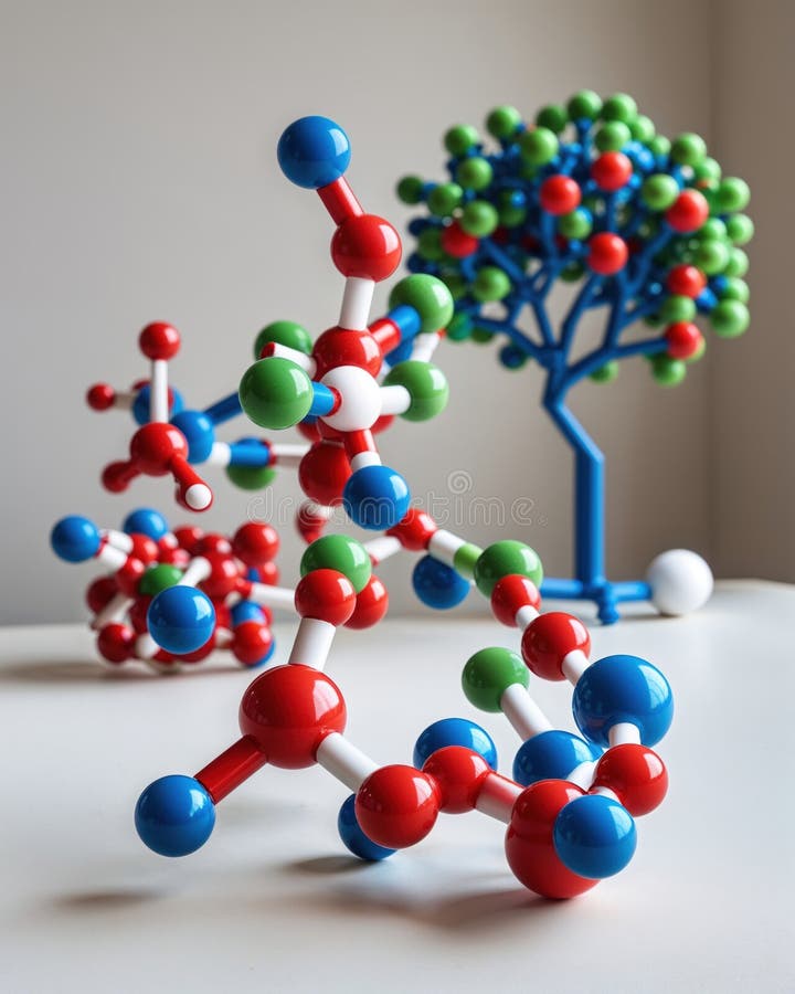 Molecular Models and Abstract Tree Sculpture Stock Illustration ...